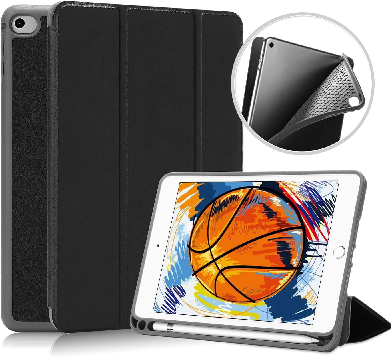 Case for iPad Mini 5 Gen with Pencil Holder, Slim Lightweight Trifold ...