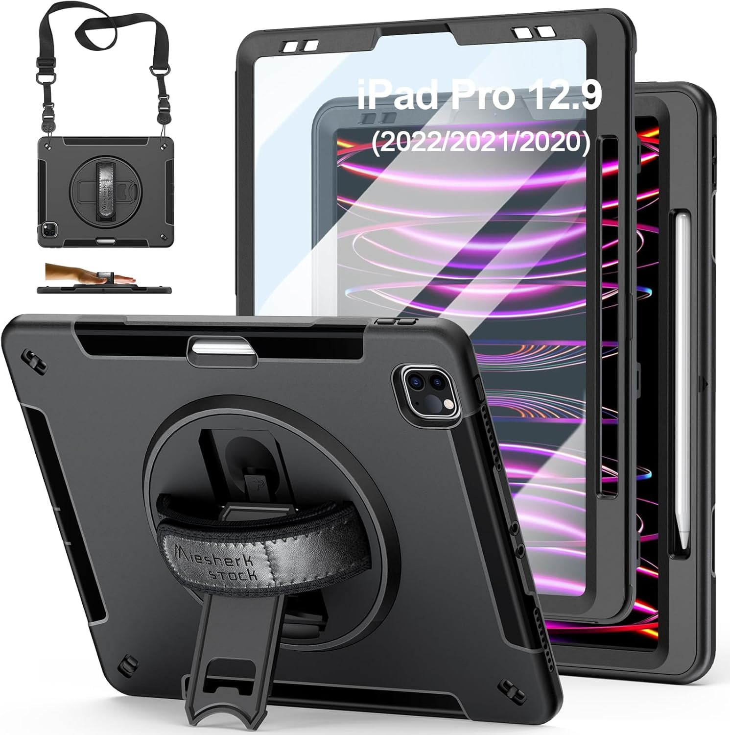 Case for iPad Pro 12.9 2022/2021/ 2020/2018: Military Grade TPU Cover ...