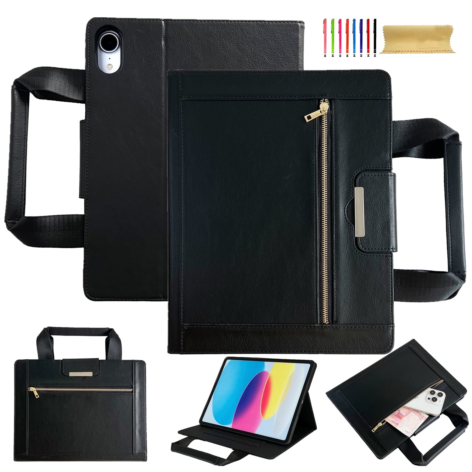 Case for iPad mini 2024 / mini 2021, Classic PU Leather Nylon Hand ...