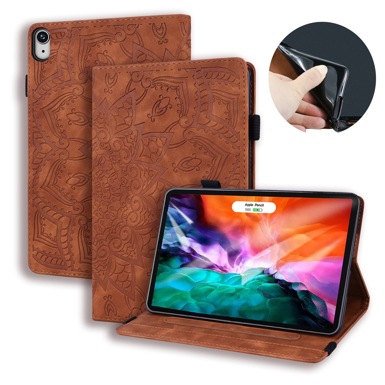 Case for iPad mini 6th Gen 8.3 inch, 3D Embossed Multi Viewing Angle Stand PU Leather Premium ...