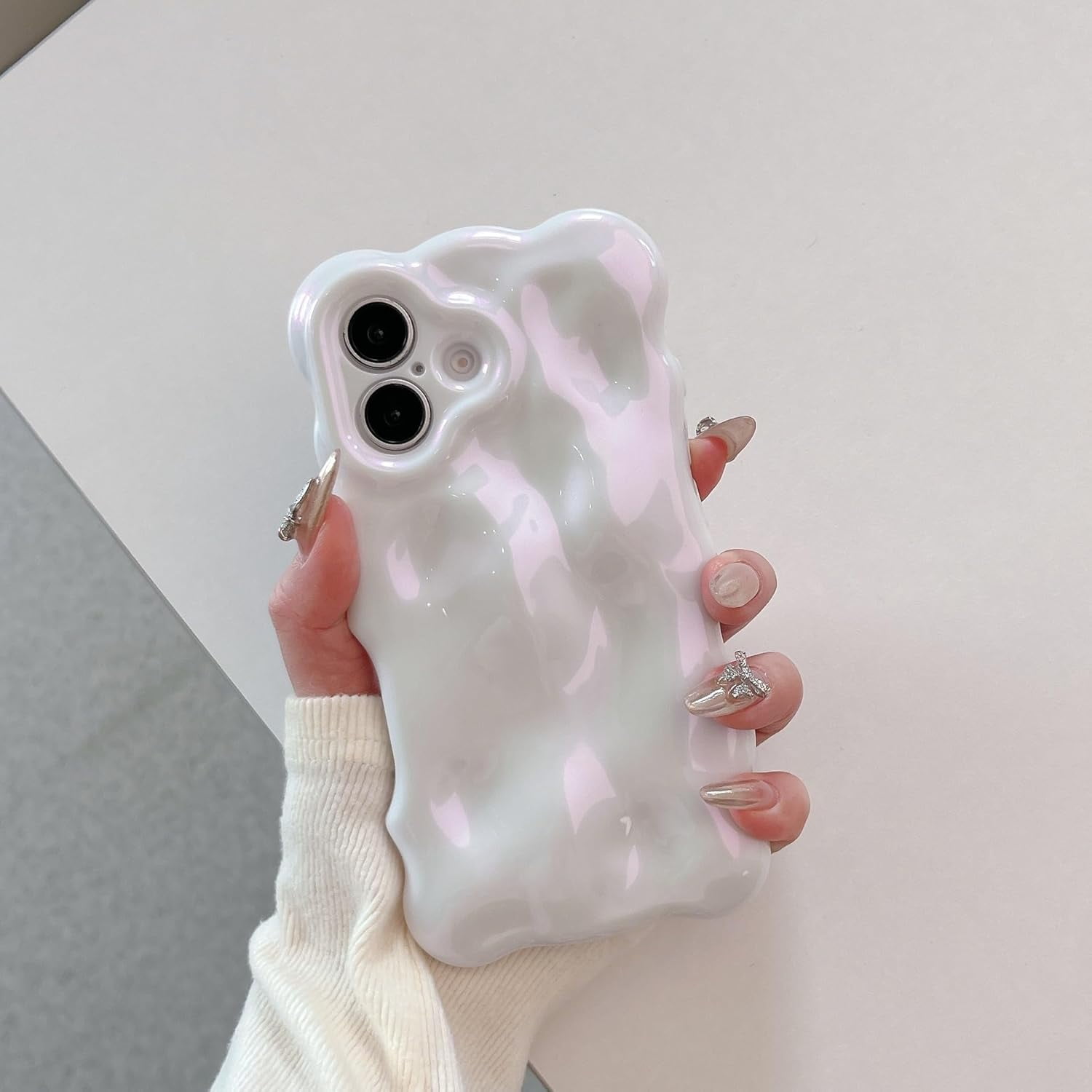 Case for iPhone 11,Plating Bubble Design Curly Wave Frame Cute Lovely ...