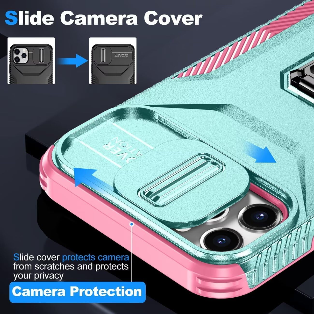 Case for iPhone 11 Pro Max Case with Tempered Glass Screen Protector and Slide Camera Cover ...