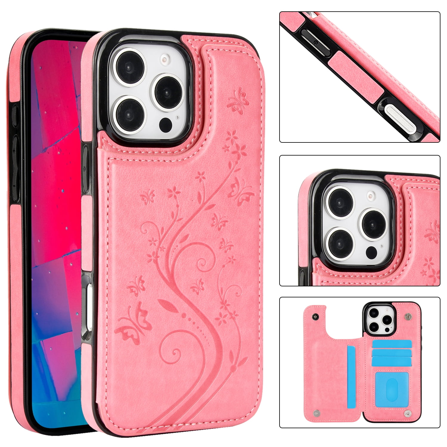 Case for iPhone 11Pro Phone case wallet with card clip, embossed ...