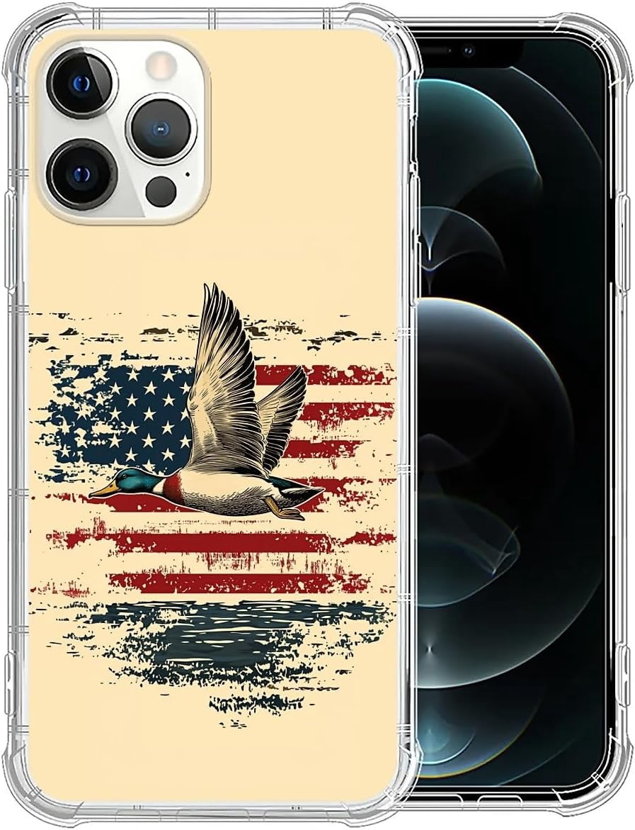 Case for iPhone 12/12 Pro Case, Clear with Mallard Duck American Flag ...