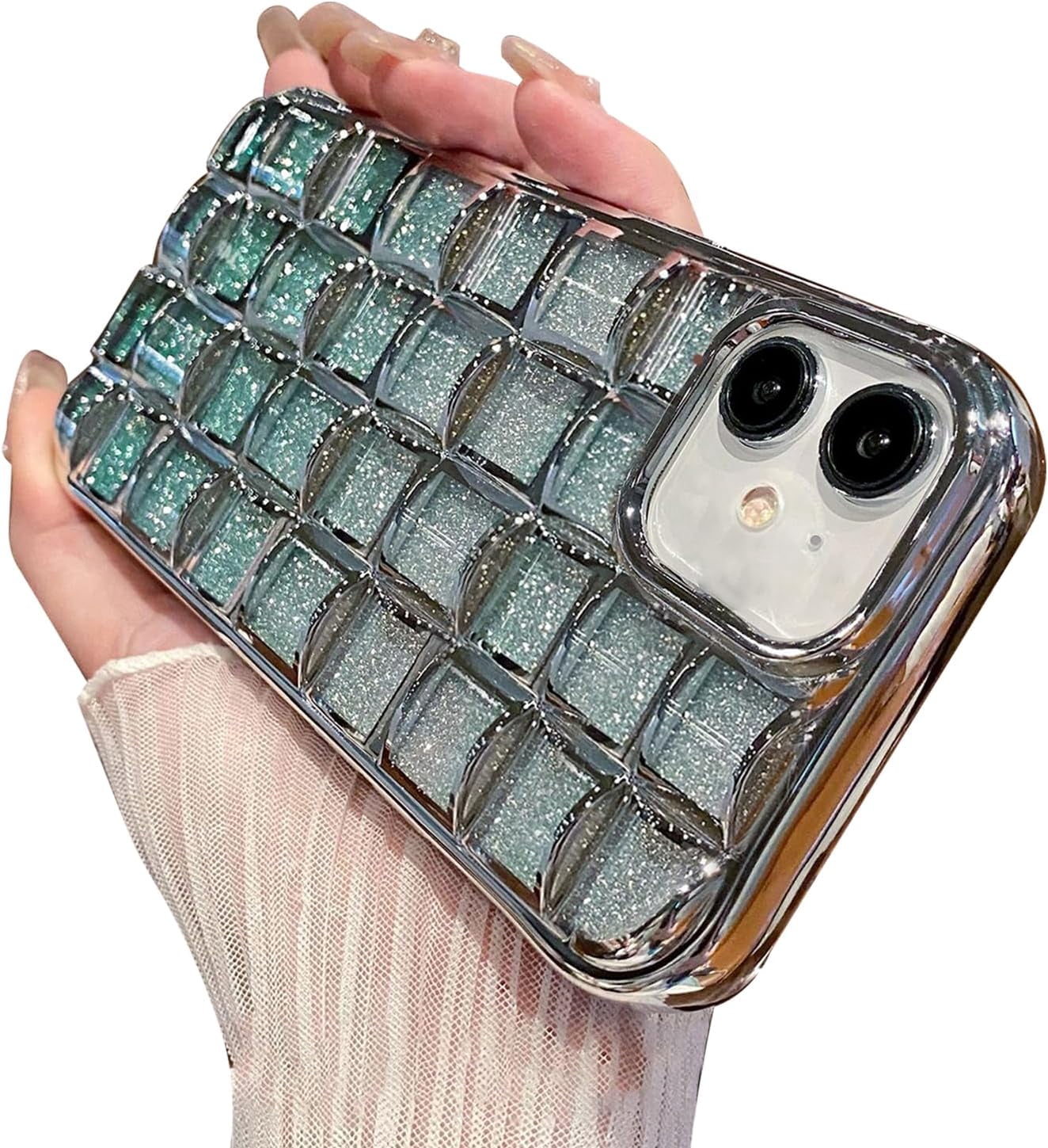 Case for iPhone 12/12 Pro Glitter Phone Case 3D Wave Lattice Luxury ...