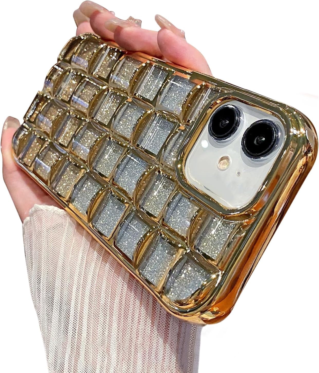 Case for iPhone 12/12 Pro Glitter Phone Case 3D Wave Lattice Luxury ...