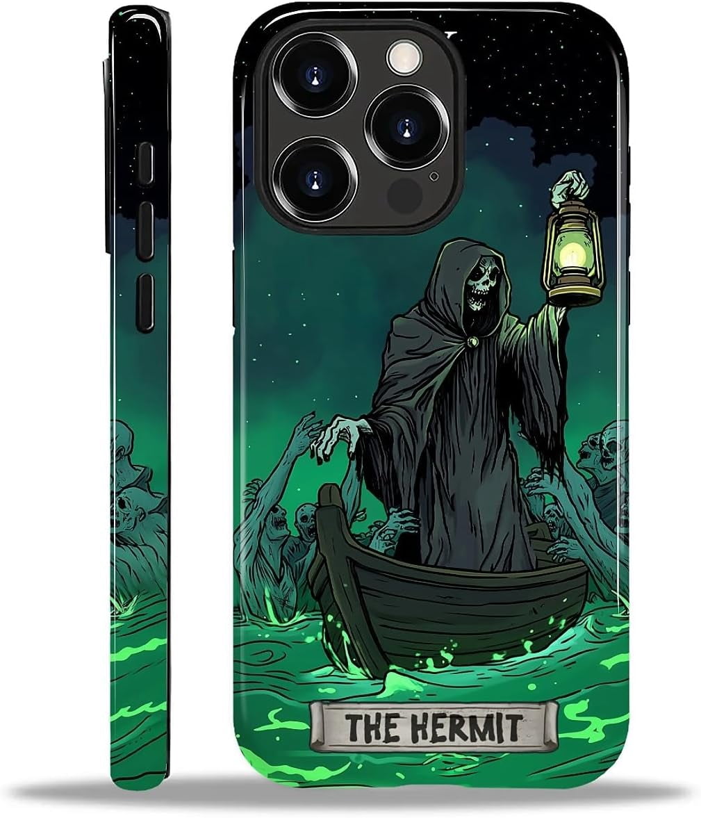 Case for iPhone 12 12 Pro, The Hermit Night Skull Durable Shockproof ...