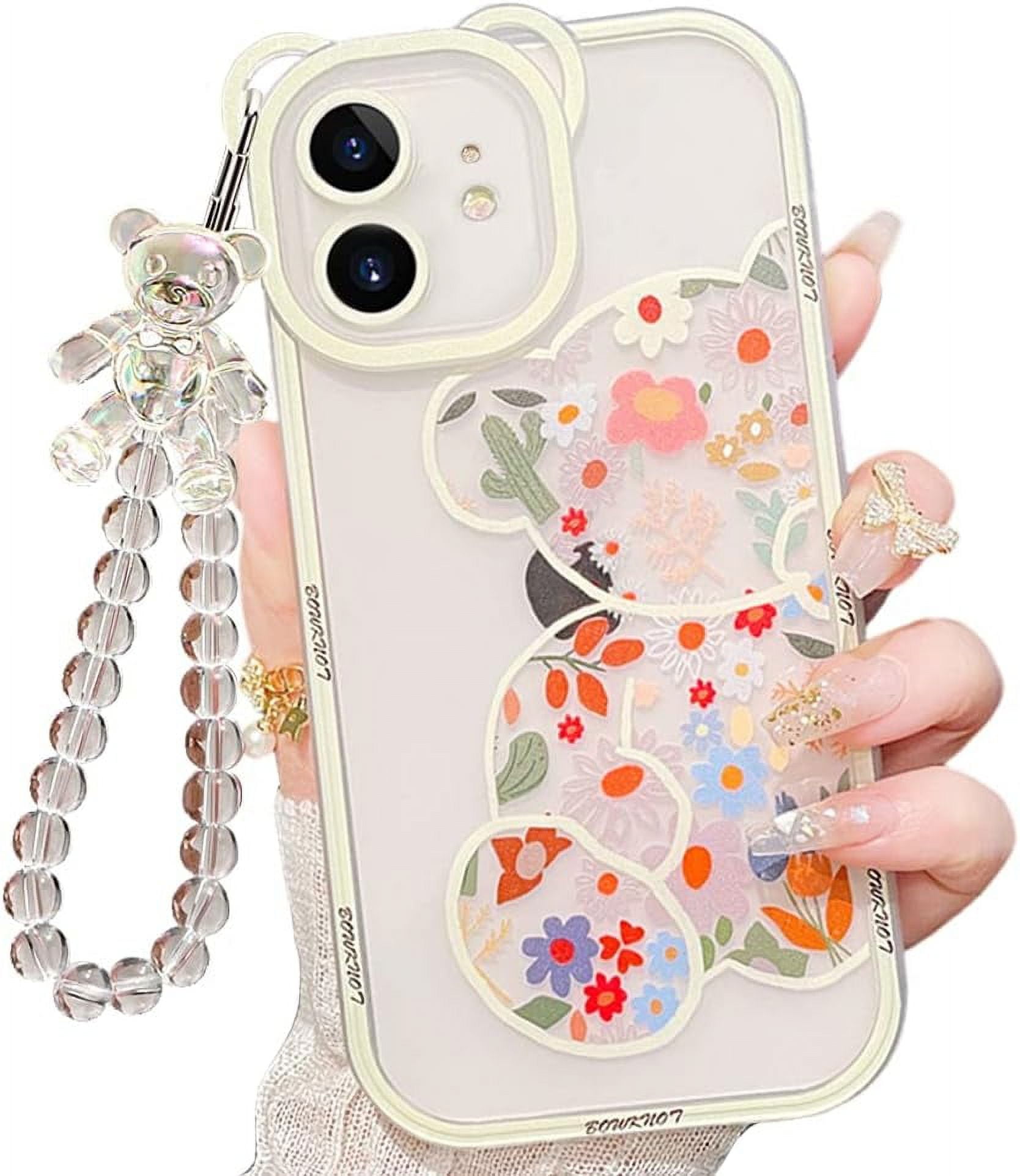 Case for iPhone 12 with Cute Flowers Bear Pattern, Camera Protector ...