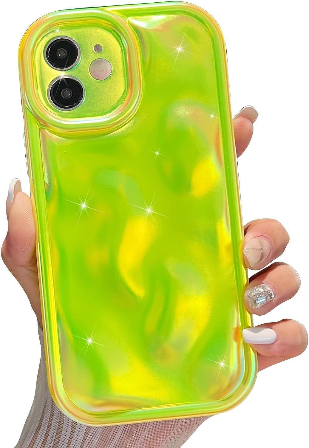 Case for iPhone 12, Cute Laser 3D Water Ripple Bling Glitter Wave Shape ...