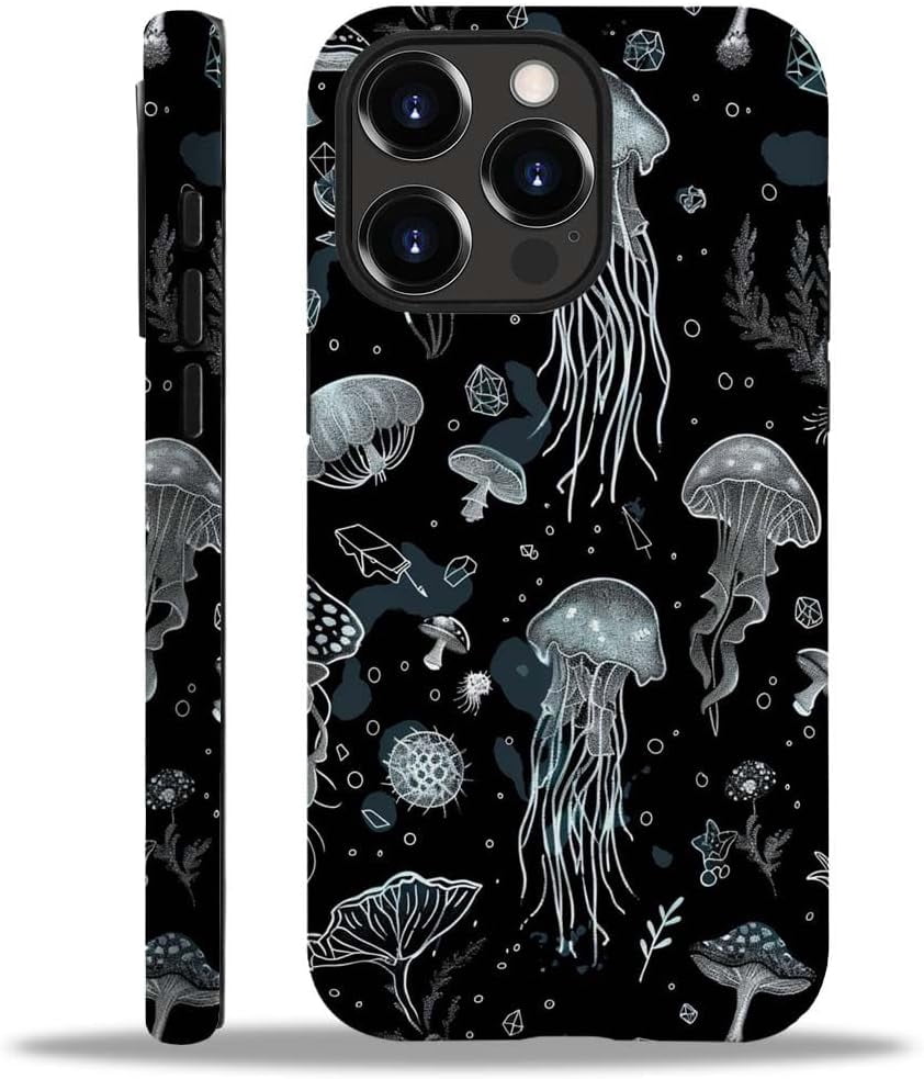 Case for iPhone 12, Ink Painting Jellyfish for 2 in 1 Hard Shell ...