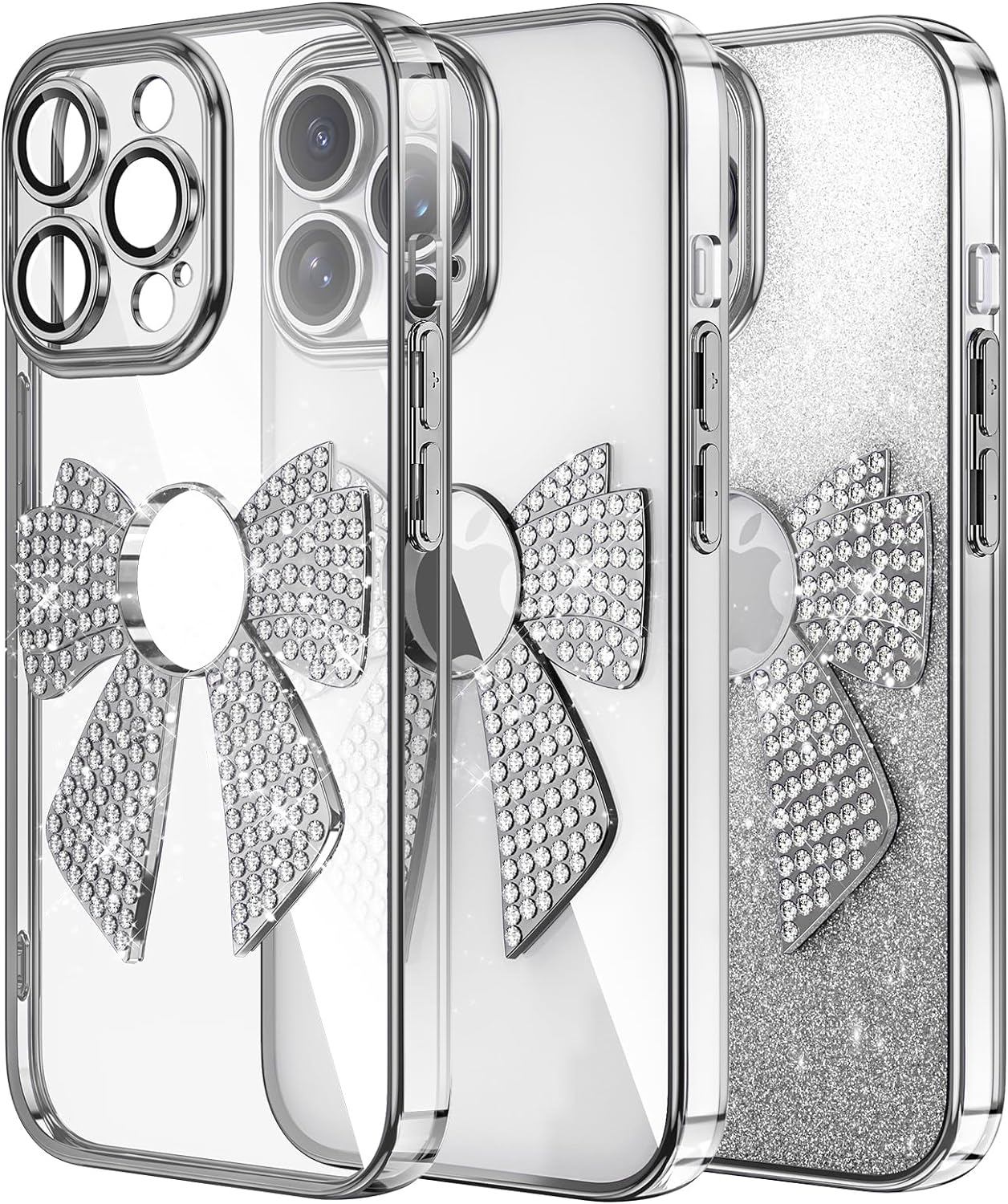 Case for iPhone 12 Pro Max Glitter Case with Camera Lens Protector Slim TPU Shiny Rhinestone ...