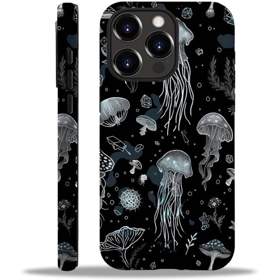 Case for iPhone 12 Pro Max, Ink Painting Jellyfish 2 in 1 Hard Shell ...