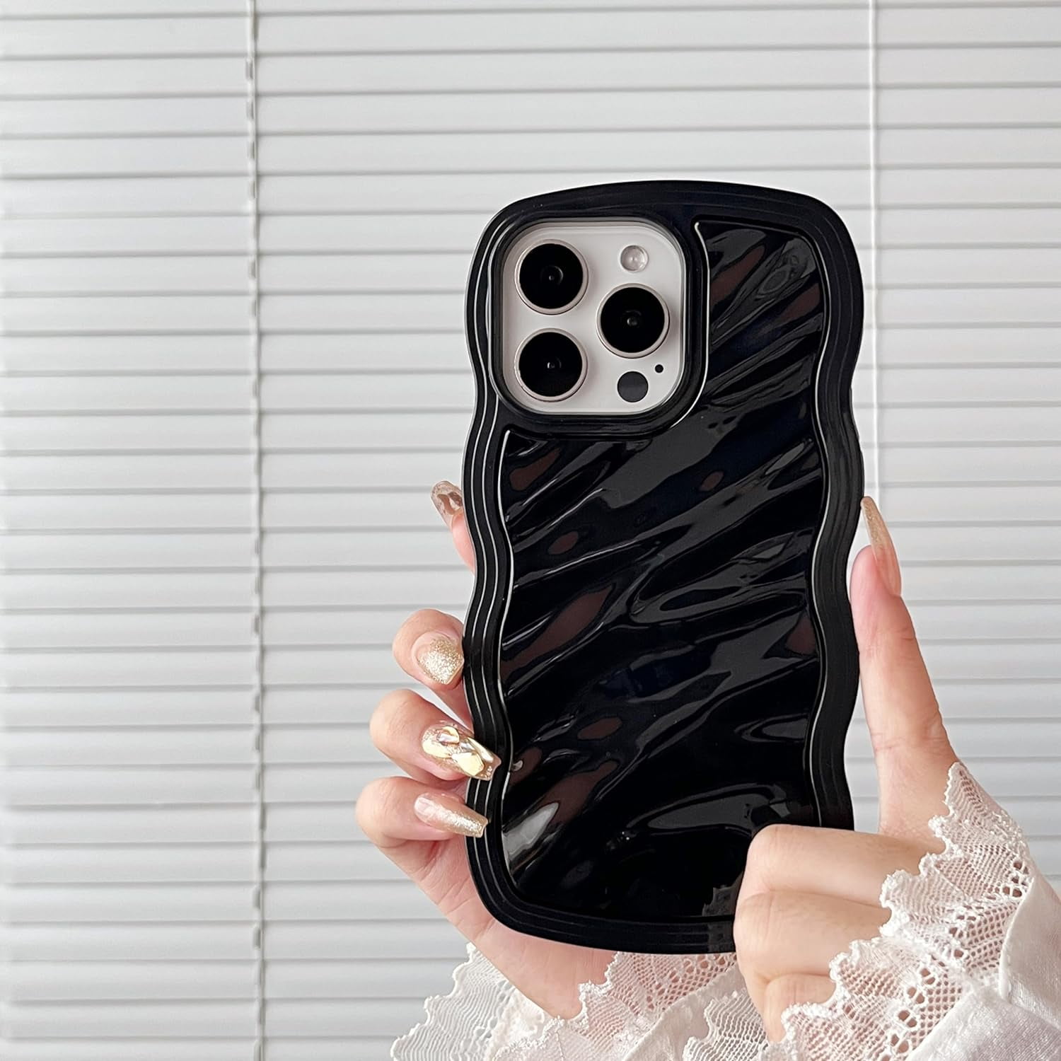 Case for iPhone 12/iPhone 12 Pro,3D Wave Water Ripple Pattern Curly ...