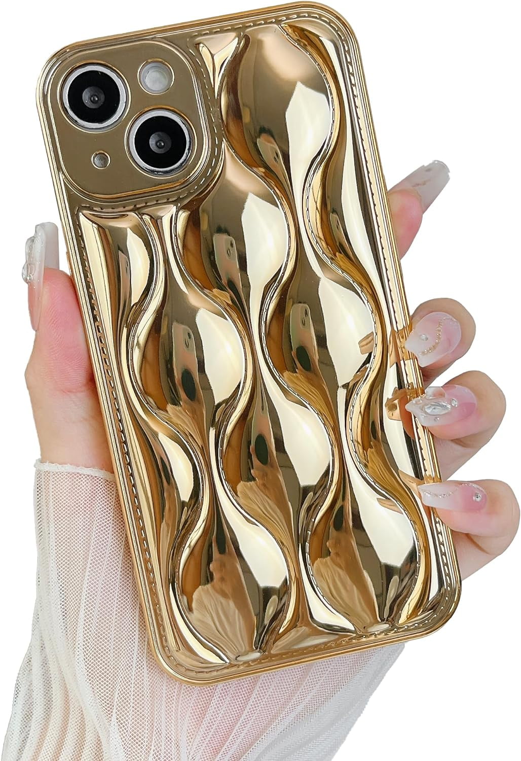 Case for iPhone 13,3D Water Ripple Pattern Chrome Plating Electroplate ...