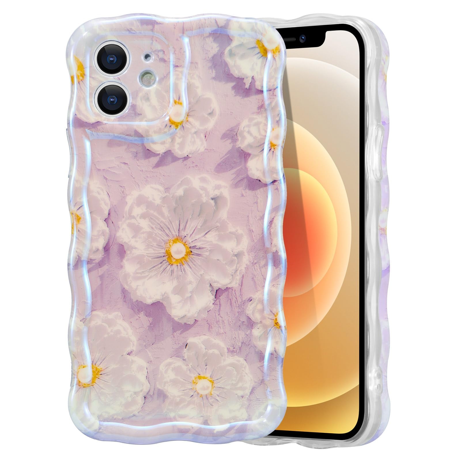 Case for iPhone 13, Colorful Retro Oil Painting Printed Flower Laser ...