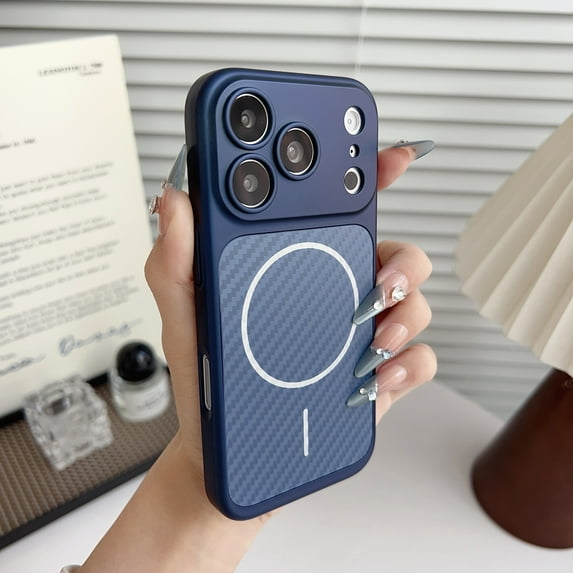 Case for iPhone 13, Compatible with MagSafe, Carbon Fiber Texture Back ...
