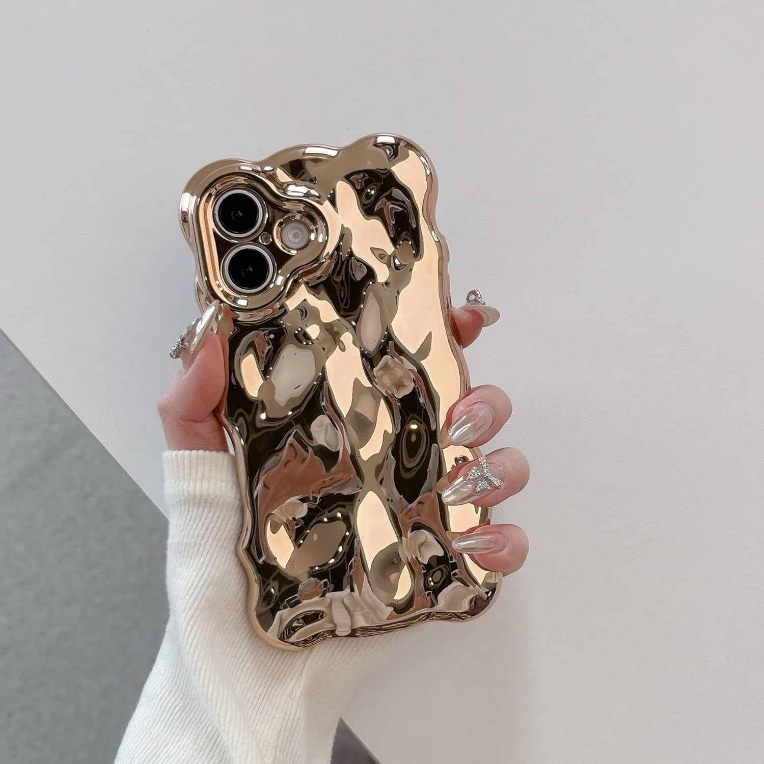 Case for iPhone 13,Plating Bubble Design Curly Wave Frame Cute Lovely ...