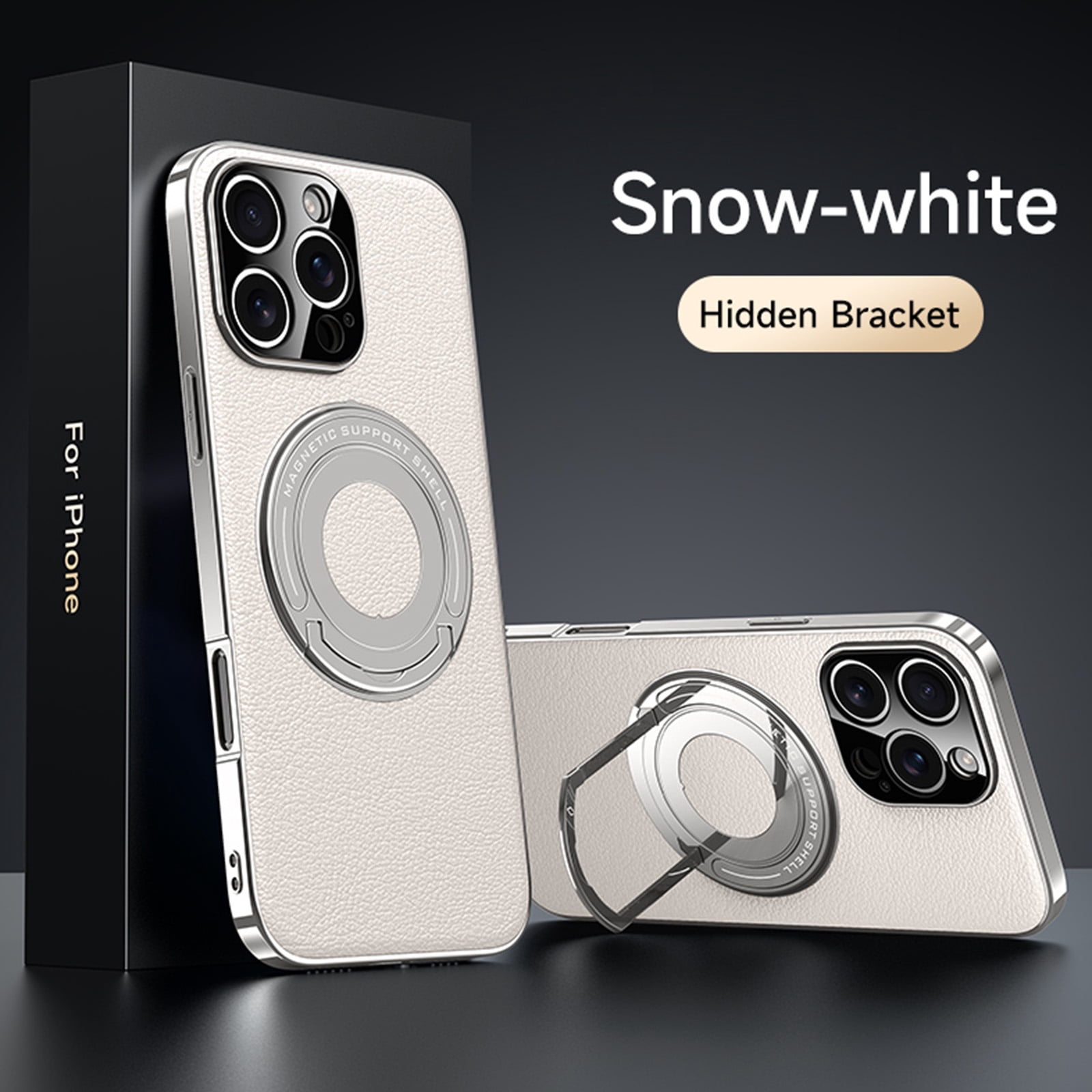 Case for iPhone 13, Premium PU Leather + Glossy PC Magnetic Kickstand ...