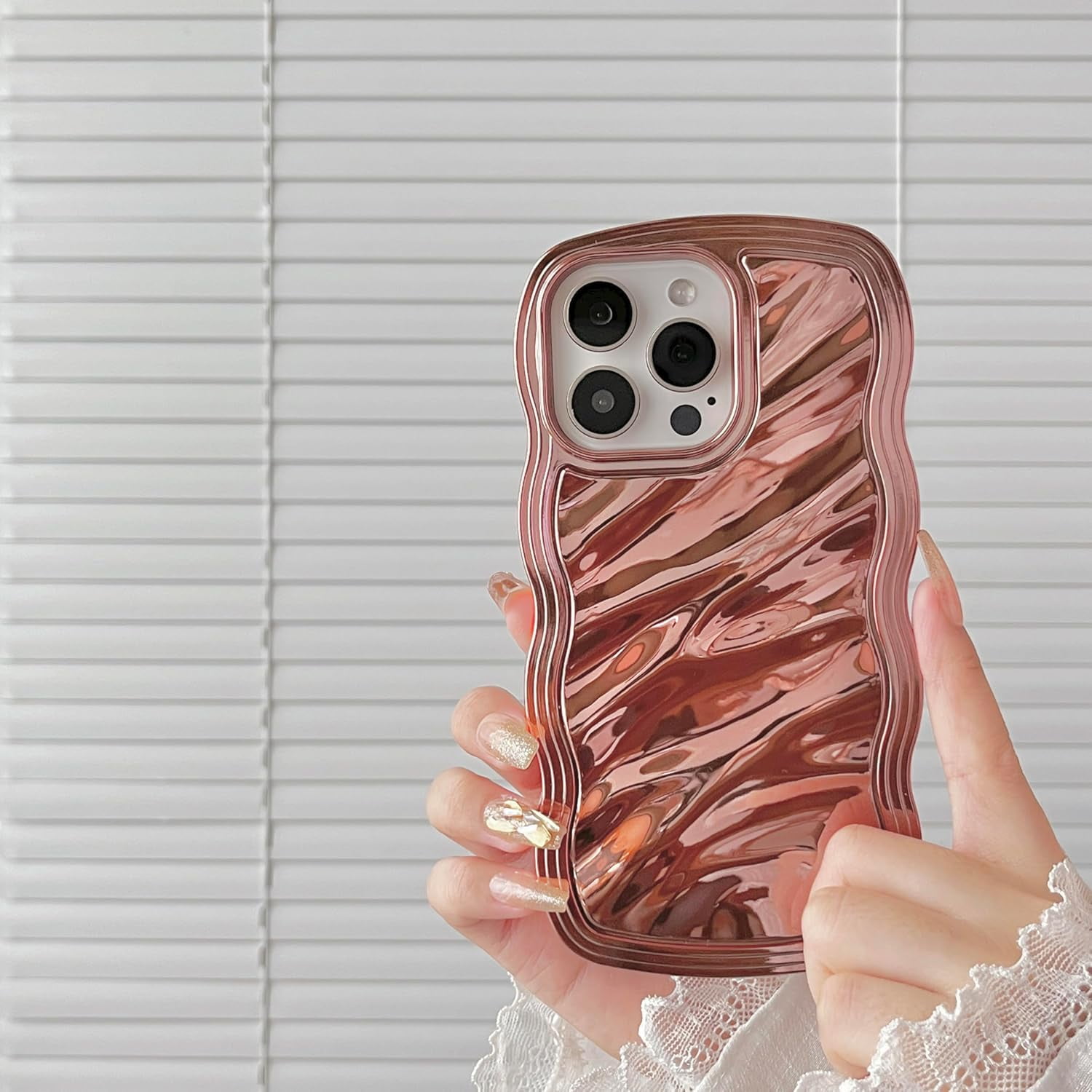 Case for iPhone 13 Pro,3D Wave Water Ripple Pattern Electroplate ...