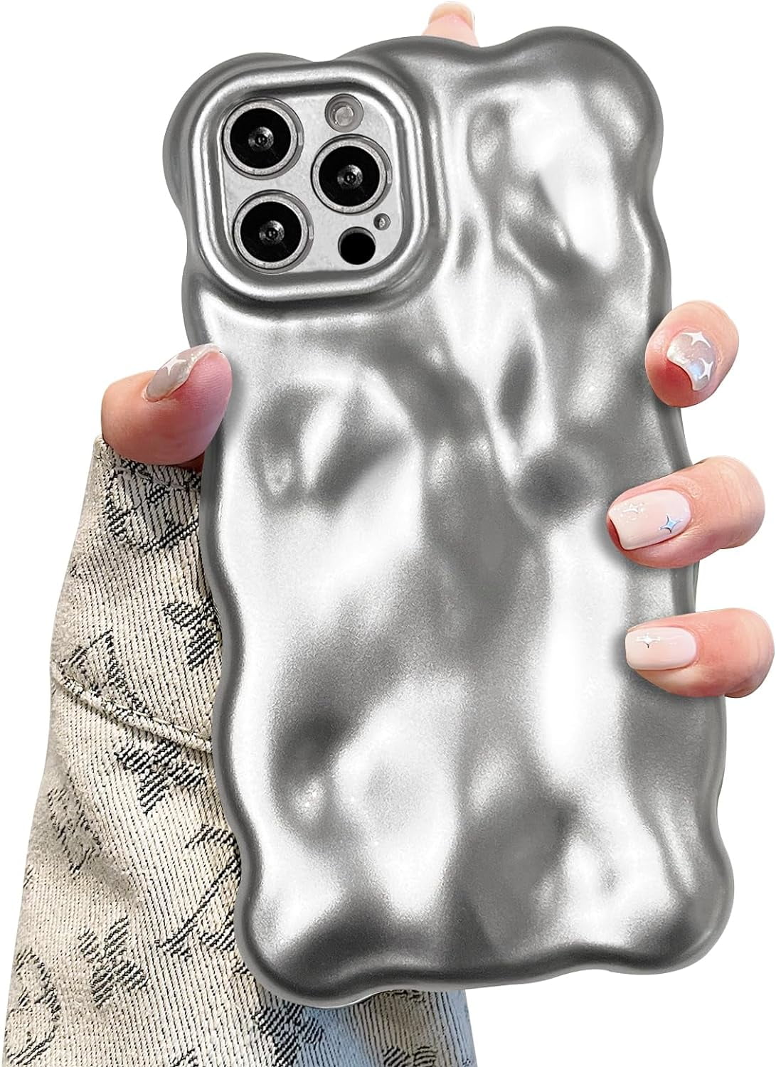 Case for iPhone 13 Pro 6.1 inch, Cute Solid Color Curly Wave Shape ...