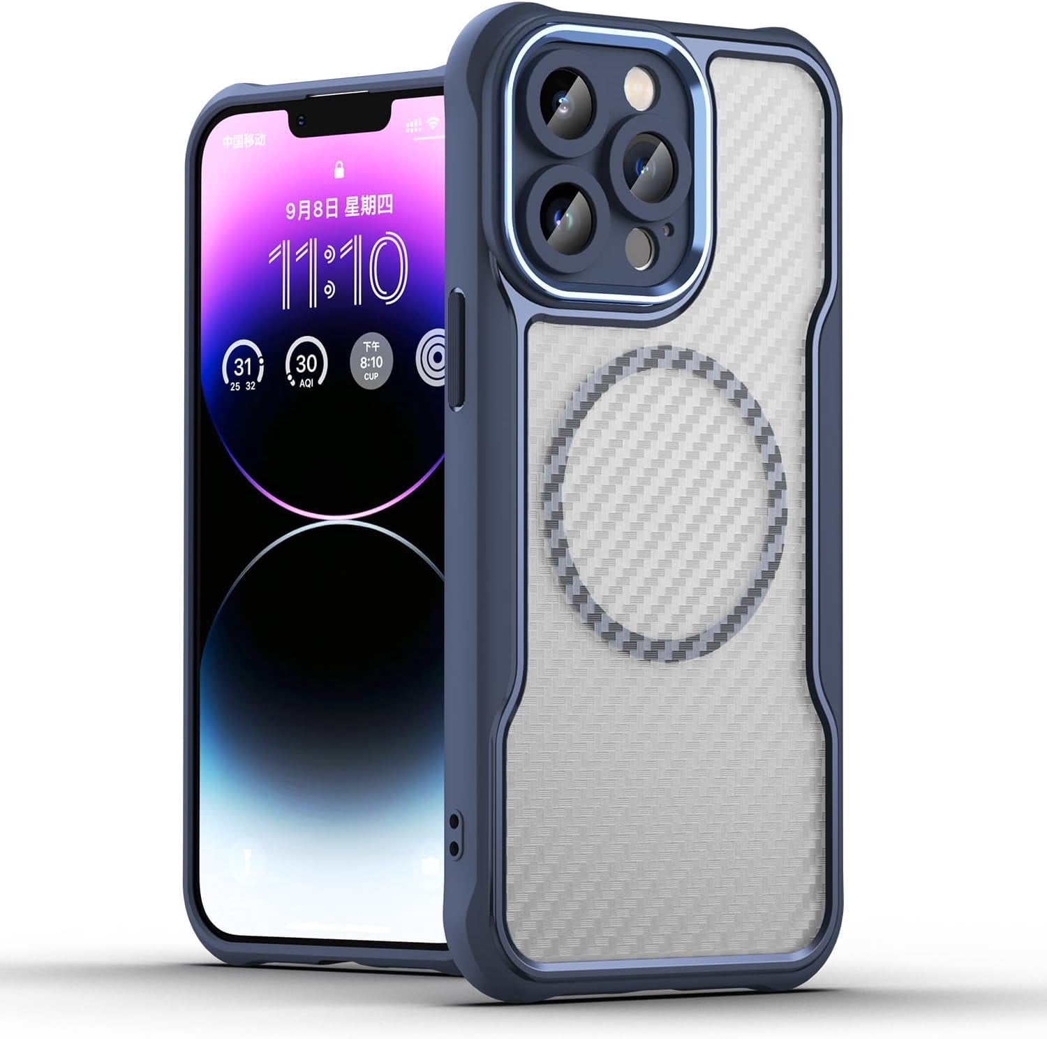 Case for iPhone 13 Pro,Full-Body Rugged Carbon Fibre Protective Clear ...