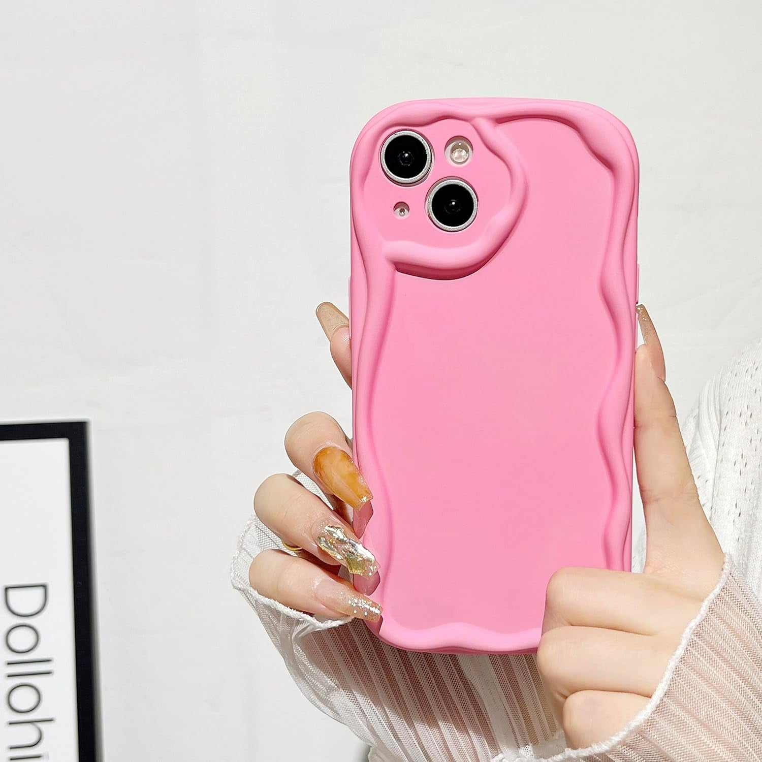 Case for iPhone 13 Pro,Hot Pink Cute 3D Simple Wave Lens Pattern Design ...