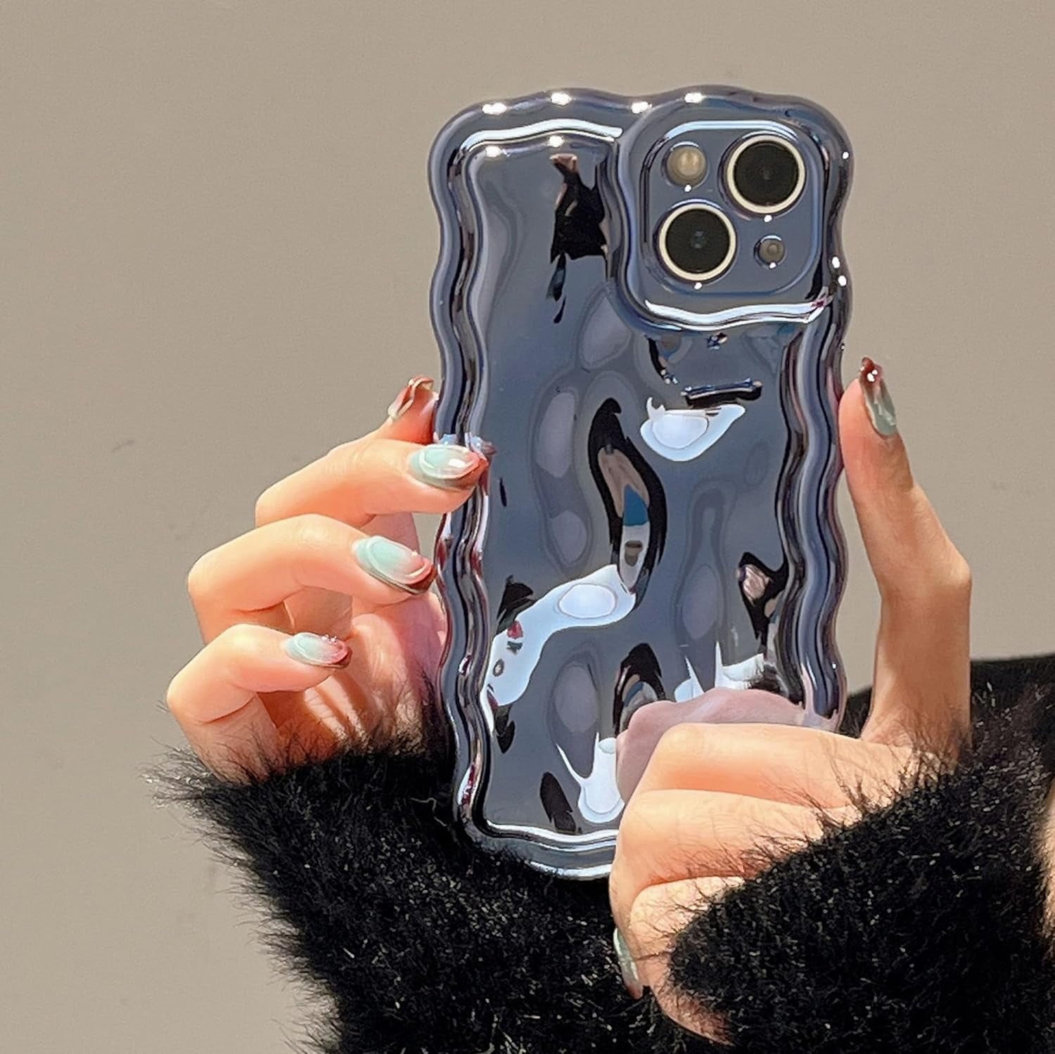 Case for iPhone 13 Pro Max,3D Meteorite Bubble Pattern Electroplate ...