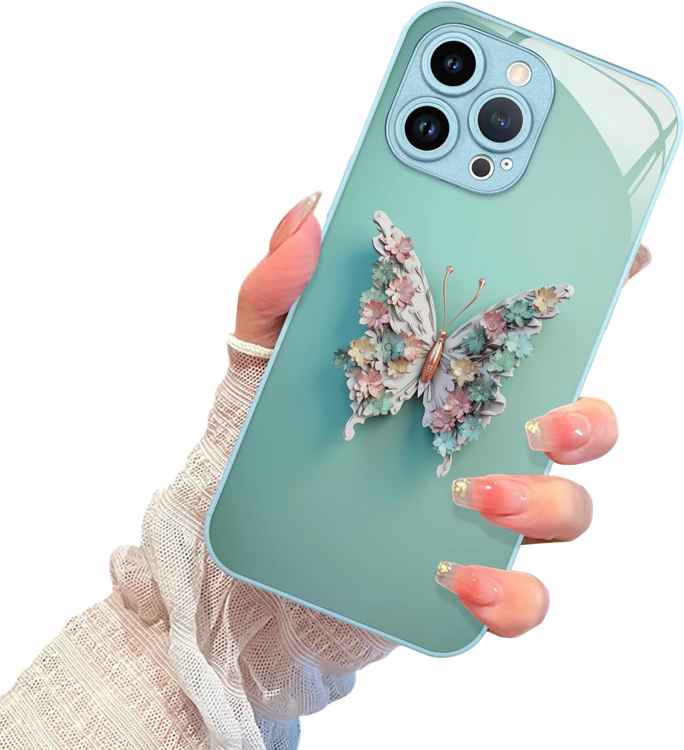 Case for iPhone 13 Pro Max 6.7 Inch, Cute Butterfly Plating Glitter ...