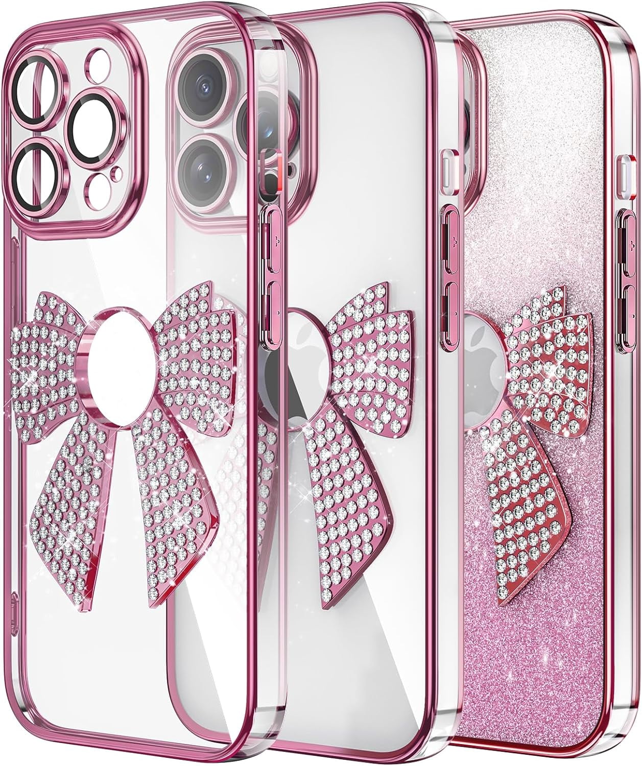Case for iPhone 13 Pro Max, Cute Glitter Bow Knot Clear TPU Soft Case ...