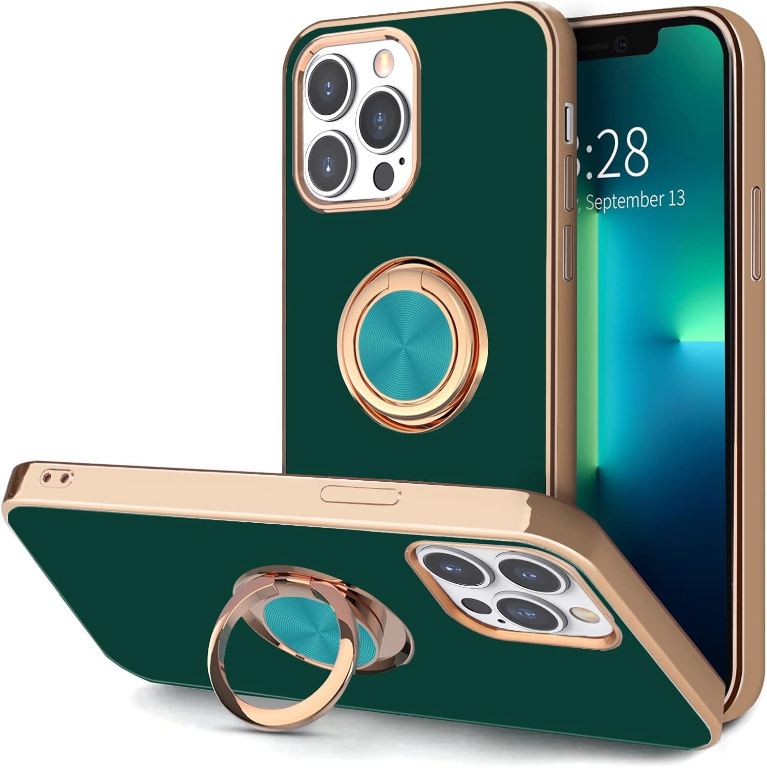 Case for iPhone 13 Pro Max Case with Ring Stand [360° Rotatable Ring Holder Magnetic Kickstand ...