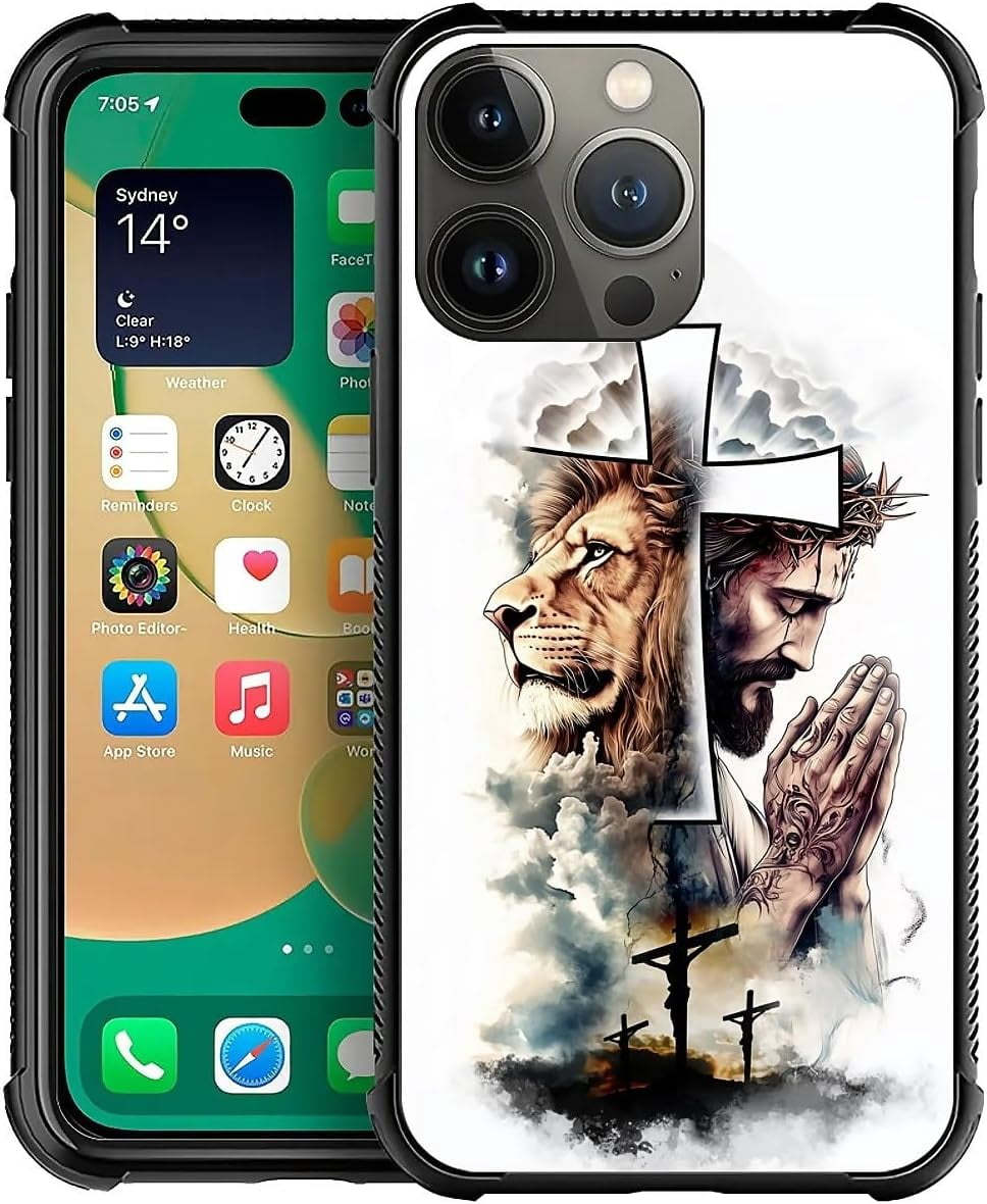 Case for iPhone 13 Pro Max W Colorful Lion Cross Pattern Design Case ...