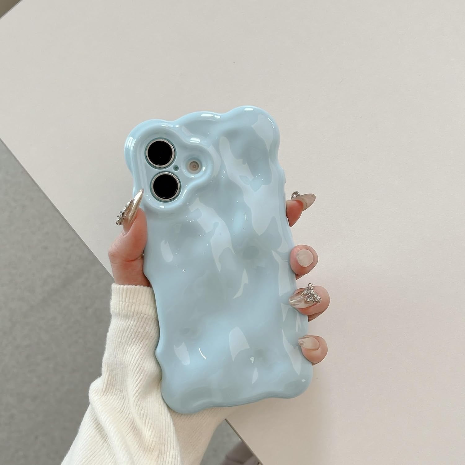 Case for iPhone 13 Pro,Plating Bubble Design Curly Wave Frame Cute ...