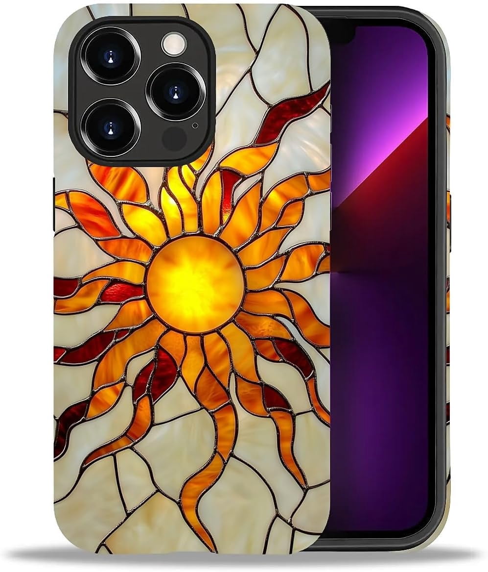 Case for iPhone 13 Pro, Sun Stars Celestial Stained Glass Soft TPU ...