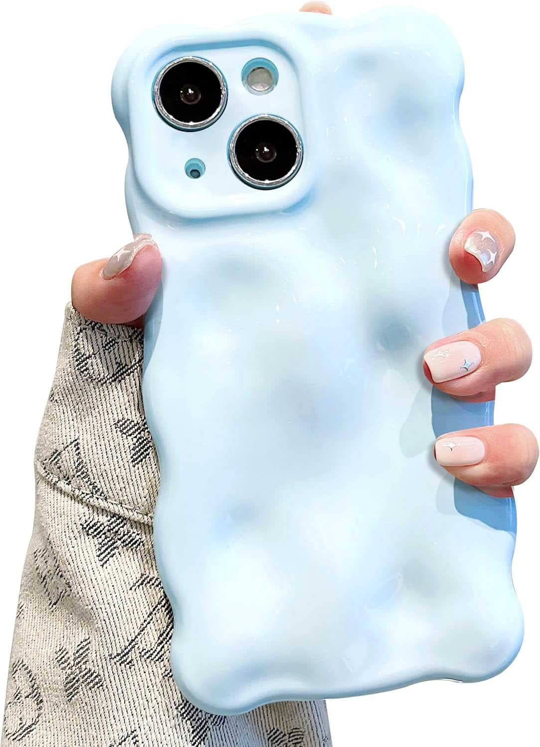 Case for iPhone 14 6.1 inch, Cute Solid Color Curly Wave Shape ...