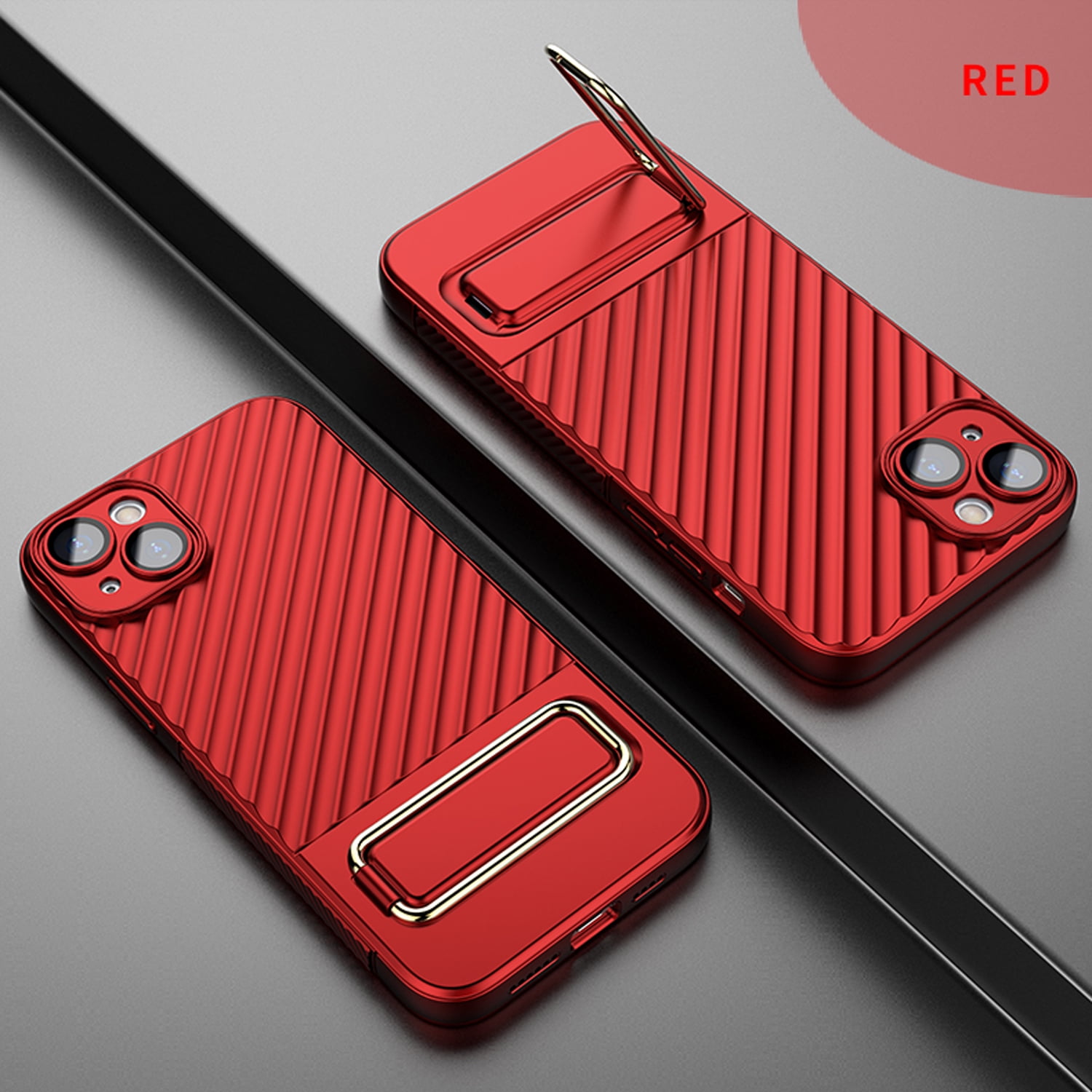 Case for iPhone 14, Classic Texture Rugged PC Lens Protector Shockproof ...
