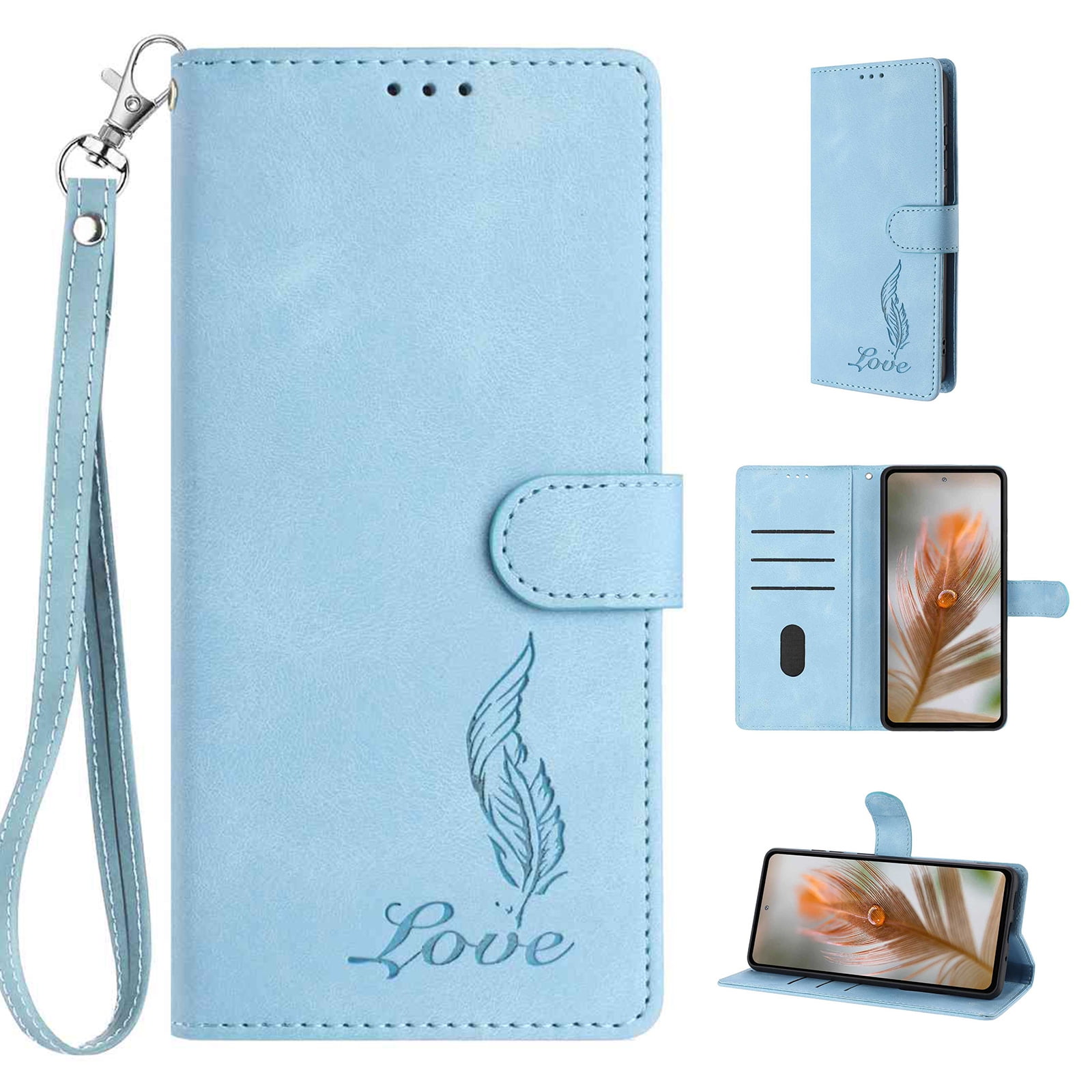 Case for iPhone 14, Girls Women PU Leather Wallet Case Kickstand Wrist ...