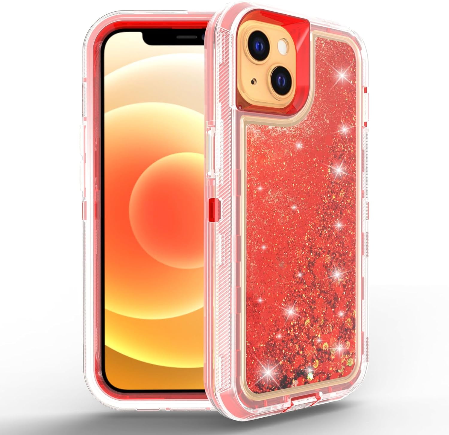 Case for iPhone 14,Military Grade 3 in 1 Hybrid Glitter Liquid ...