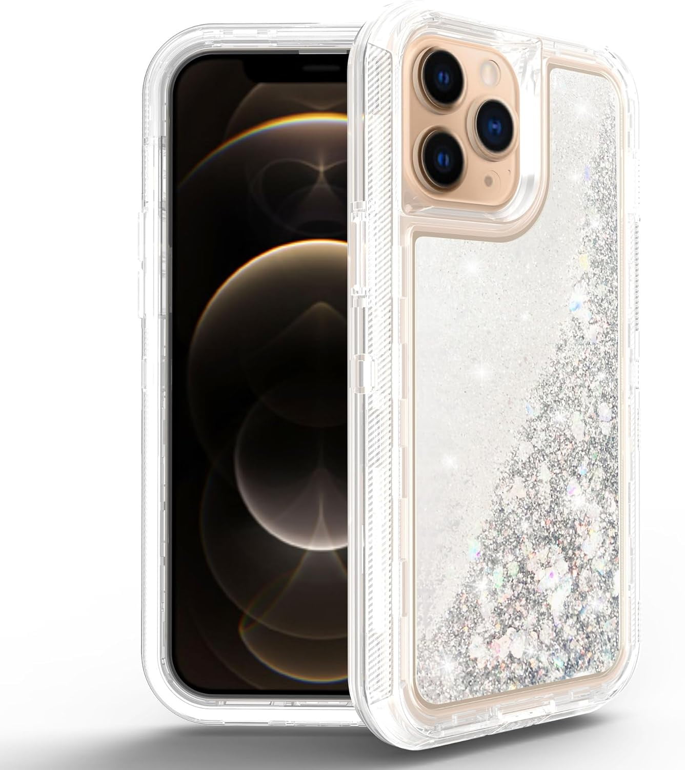 Case for iPhone 14,Military Grade 3 in 1 Hybrid Glitter Liquid ...