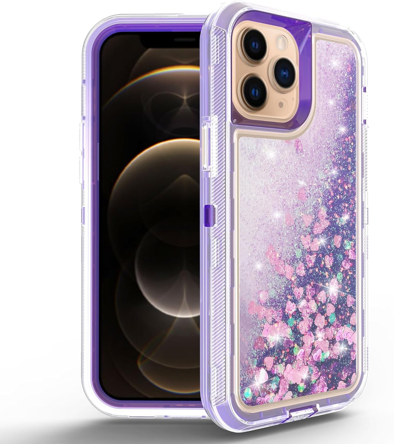 Case for iPhone 14,Military Grade 3 in 1 Hybrid Glitter Liquid ...