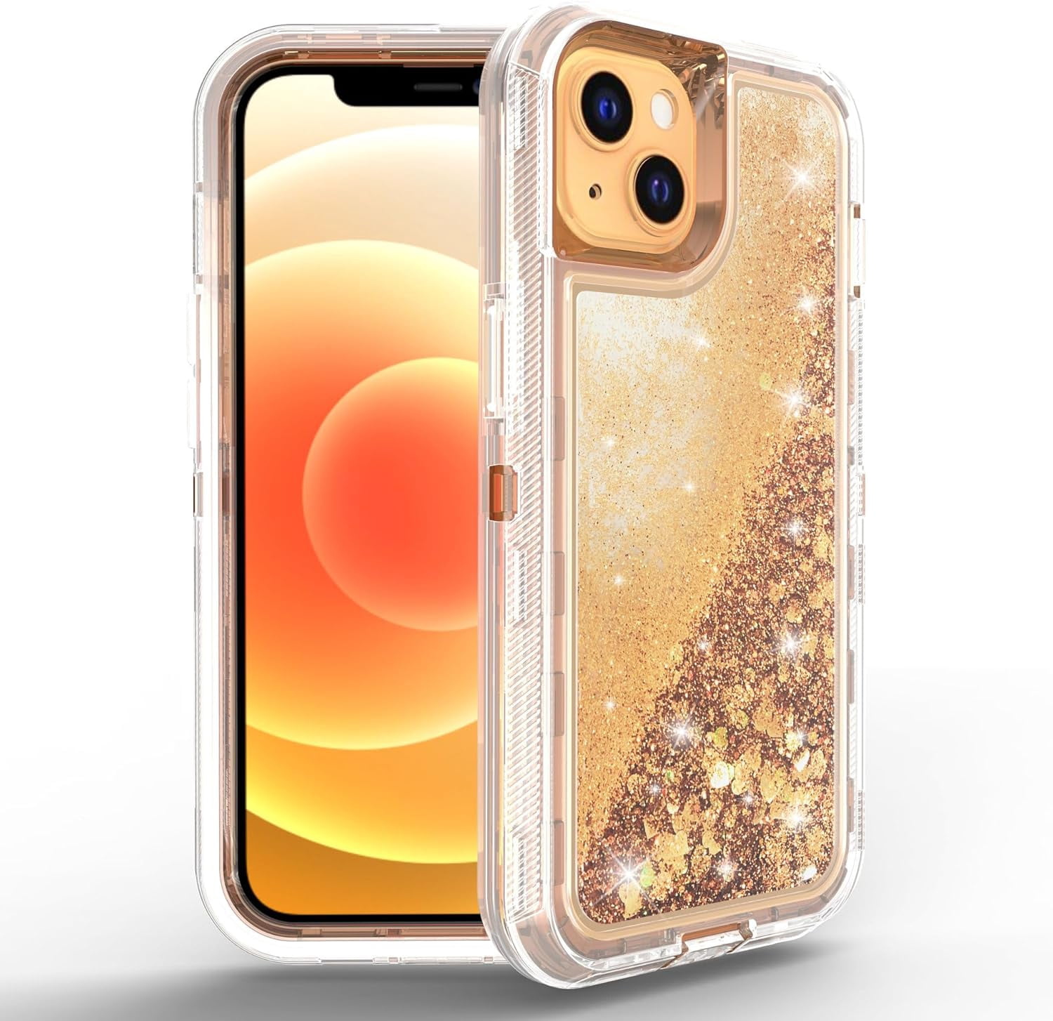 Case for iPhone 14,Military Grade 3 in 1 Hybrid Glitter Liquid ...