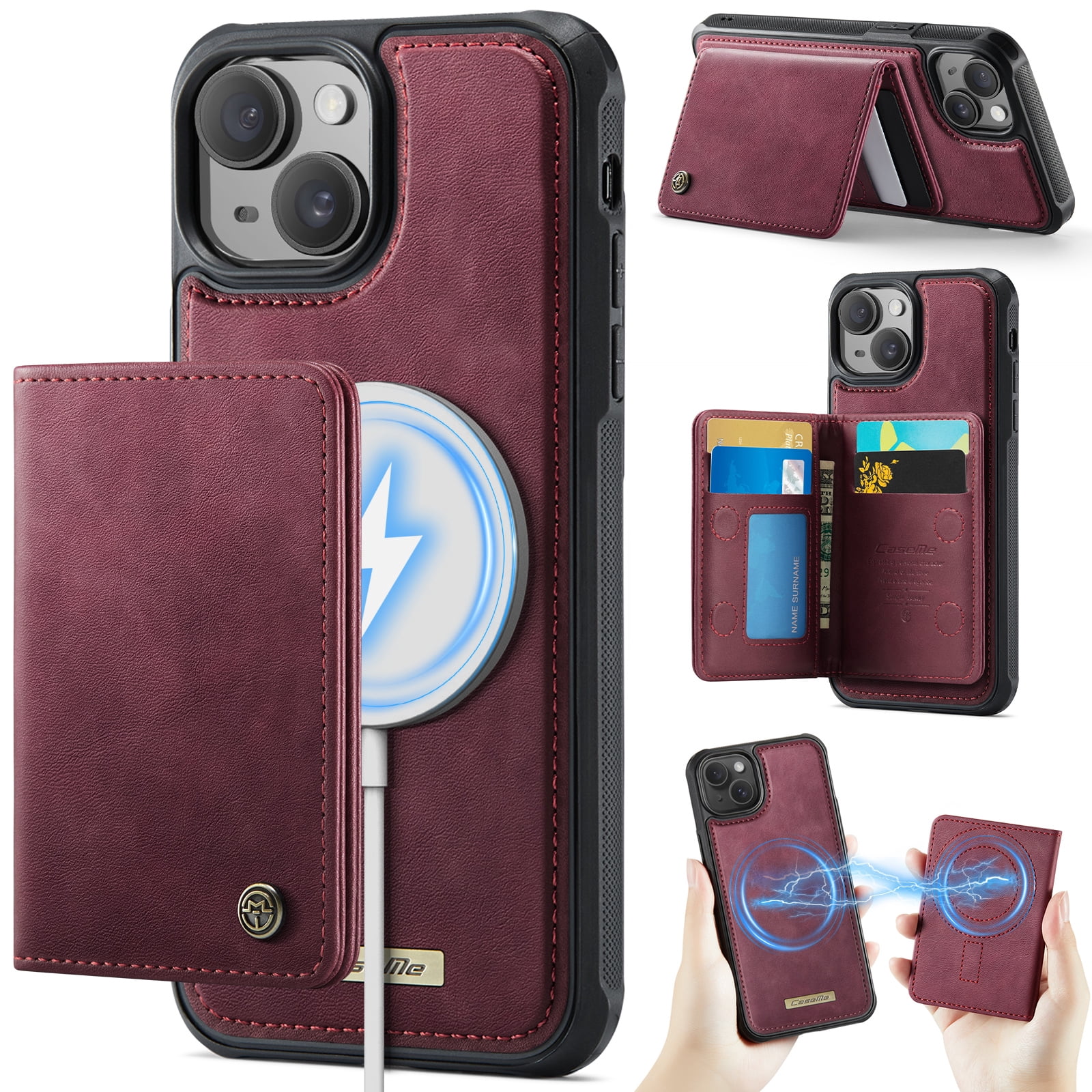 Case for iPhone 14 Plus, PU Leather + TPU Wallet Case with Detachable ...
