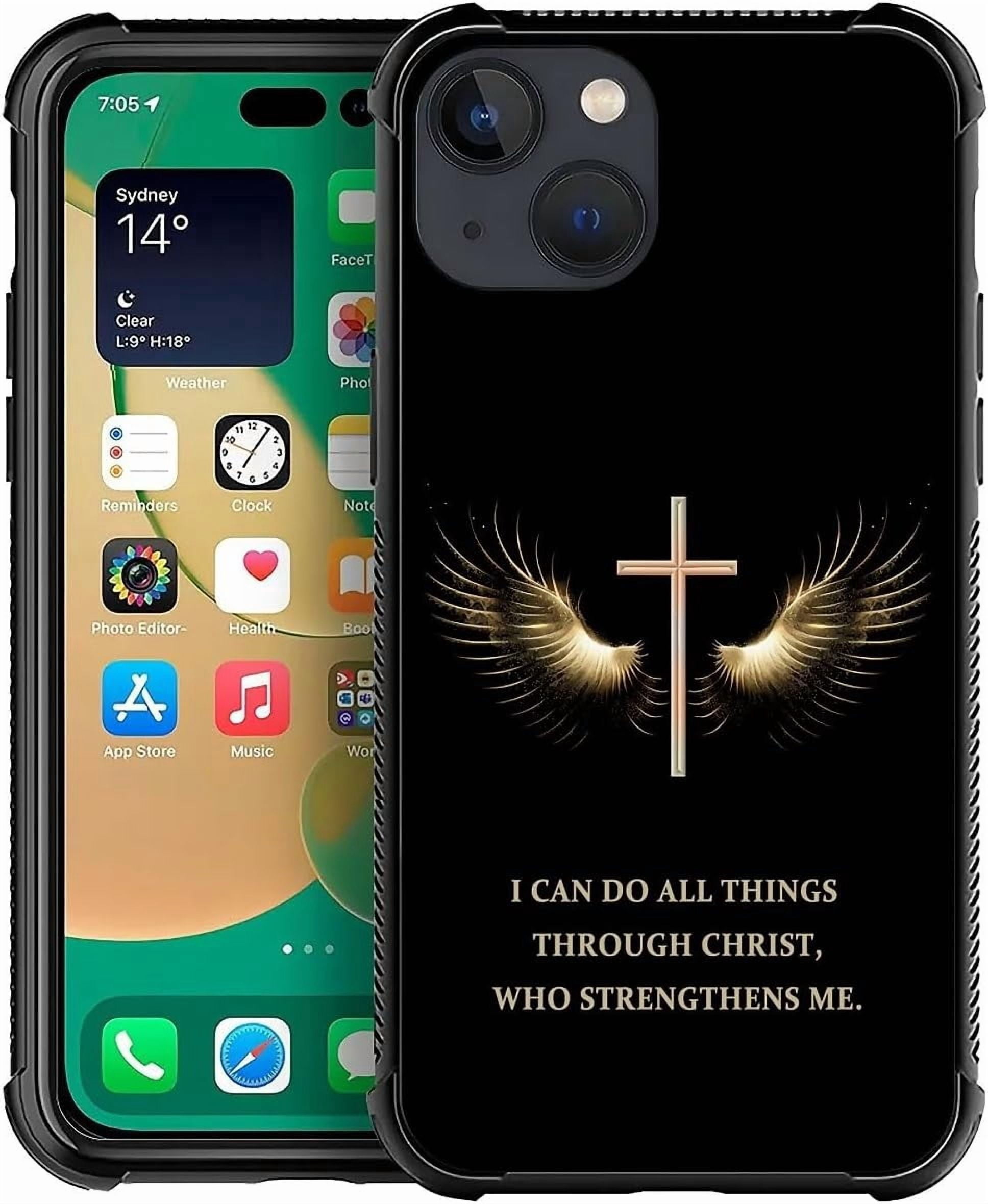 Case for iPhone 14 Plus W Bible Cross Wing Pattern Design Case for ...