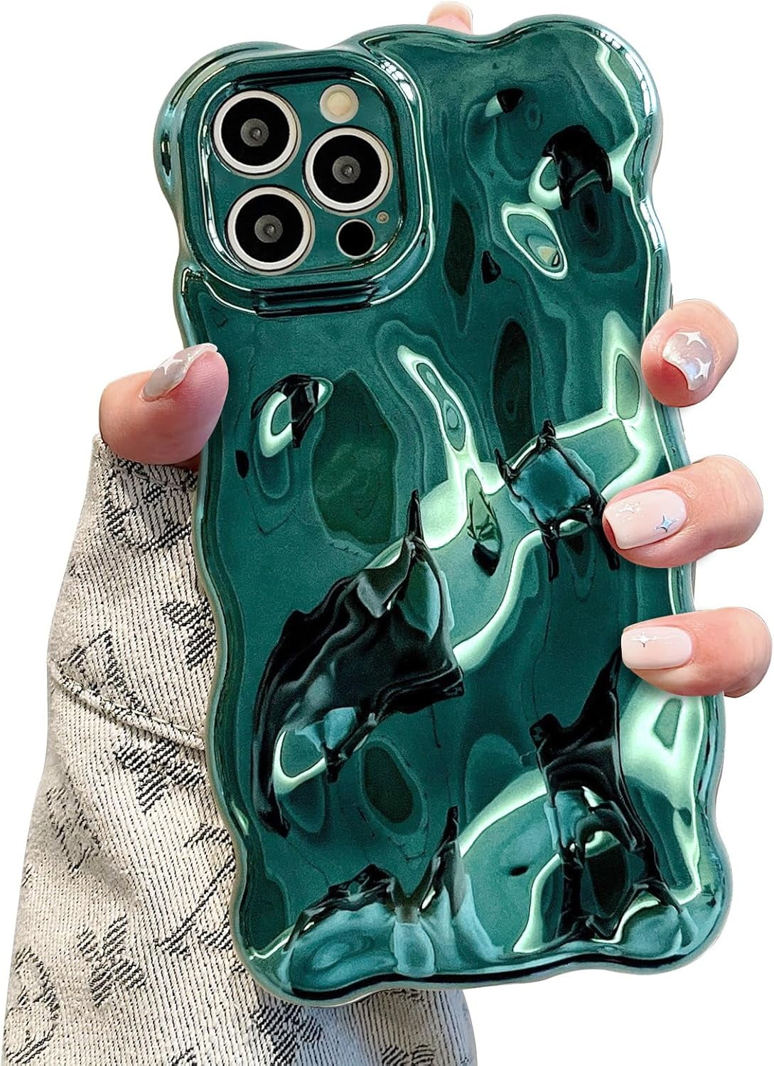 Case for iPhone 14 Pro 6.1 inch, Cute Solid Color Curly Wave Shape ...