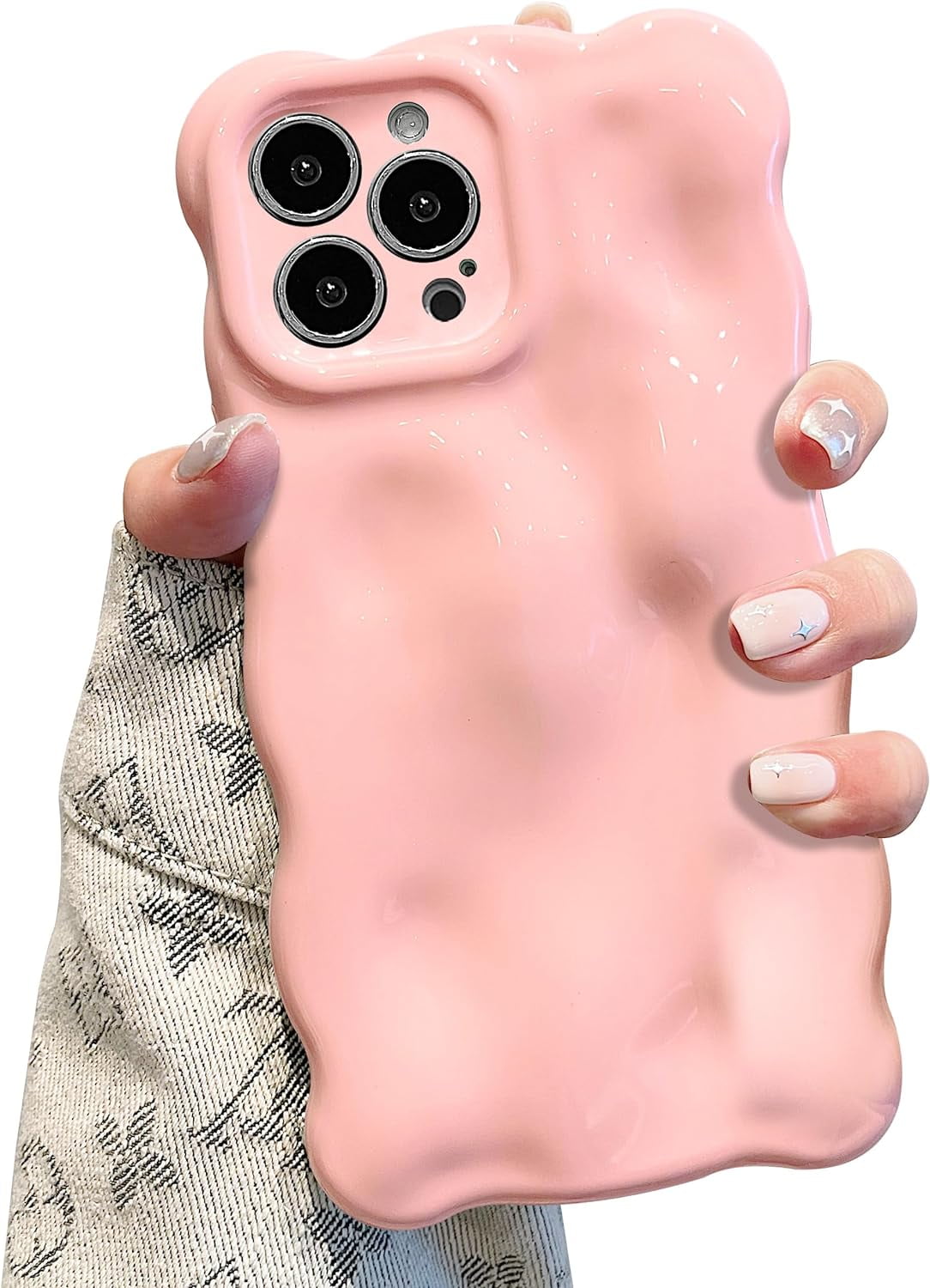 Case for iPhone 14 Pro 6.1 inch, Cute Solid Color Curly Wave Shape ...