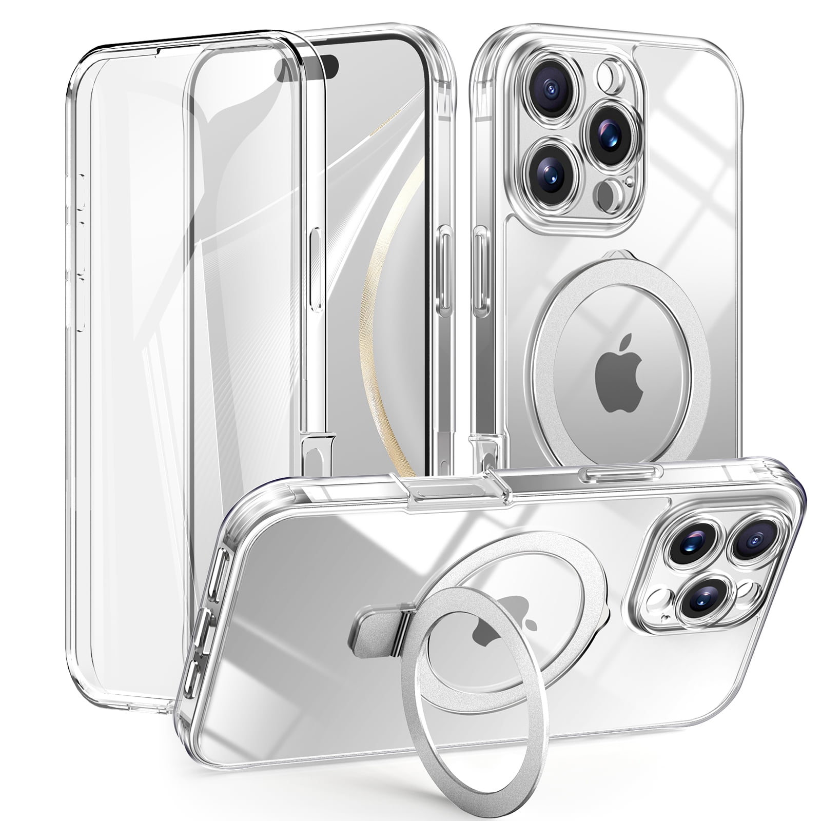 Case for iPhone 14 Pro Compatible with Mag-Safe Charging Magnetic Stand Ring Holder Case with ...