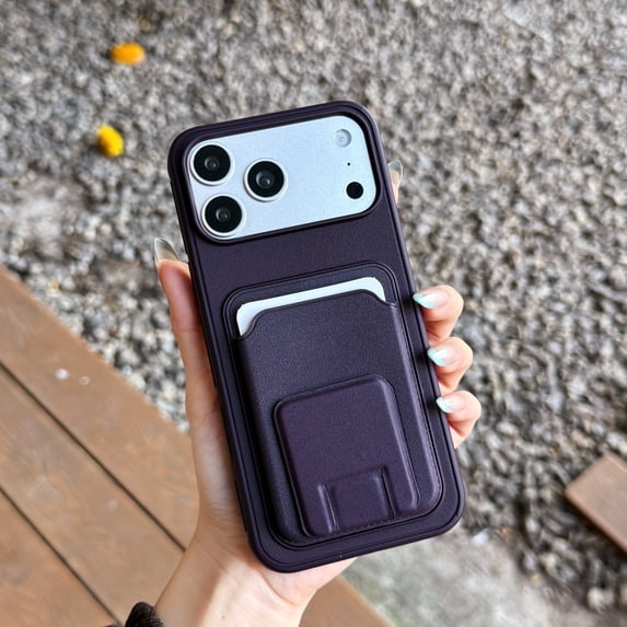 Case for iPhone 14 Pro Max, with Card Back & Hidden Bracket, Premium PU ...