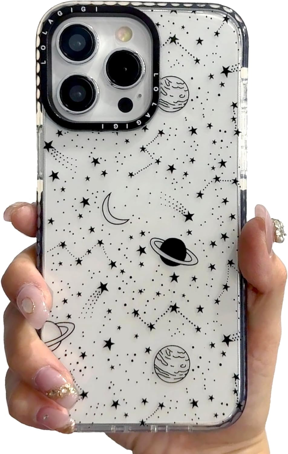 Case for iPhone 14 Pro Max, Cute Stars Cosmic Asteroid Moon Print ...