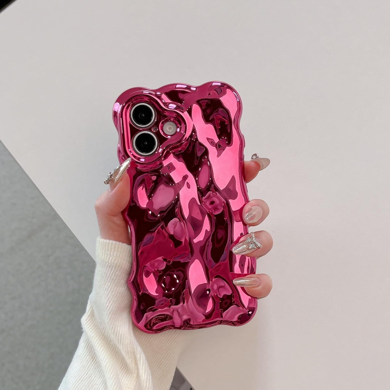 Case for iPhone 14 Pro Max,Plating Bubble Design Curly Wave Frame Cute ...