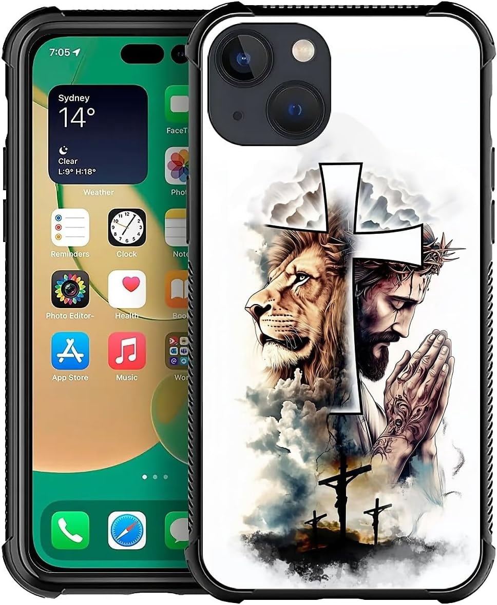 Case for iPhone 14 W Colorful Lion Cross Pattern Design Case for Women ...