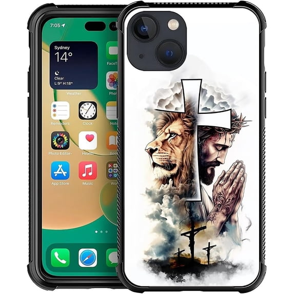 Case for iPhone 14 W Colorful Lion Cross Pattern Design Case for Women ...